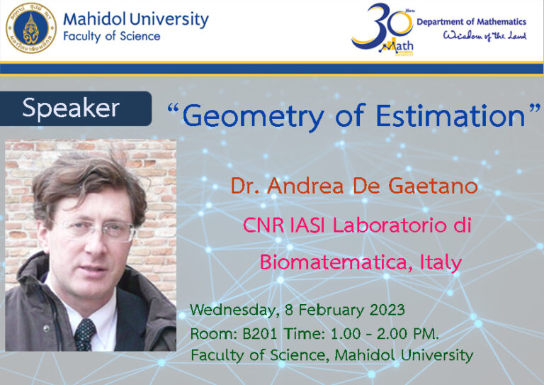 Special Seminar by Dr. Andrea De Gaetano - Department of Mathematics