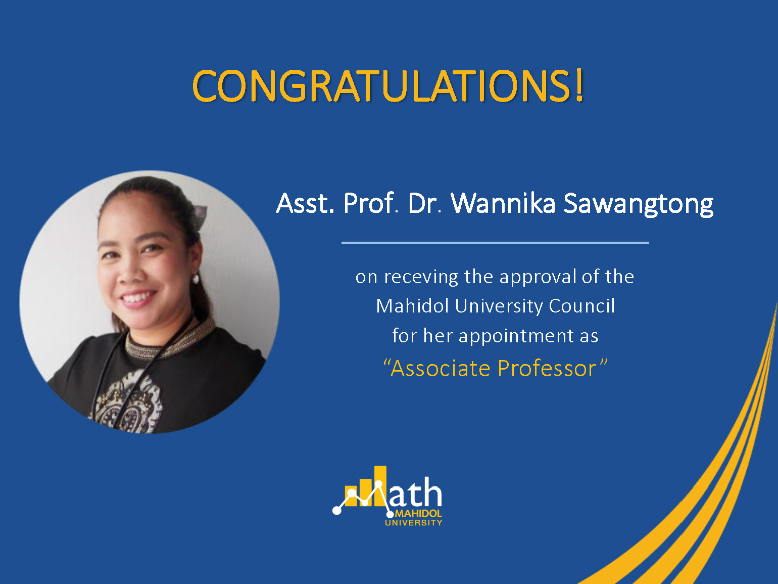Congratulations to Assoc.Prof. Dr. Wannika Sawangtong - Department of ... Congratulations to Assoc.Prof. Dr. Wannika Sawangtong - Department of ...